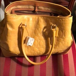 Coach | Bags | Coach Yellow Leather Signature Carryall | Poshmark